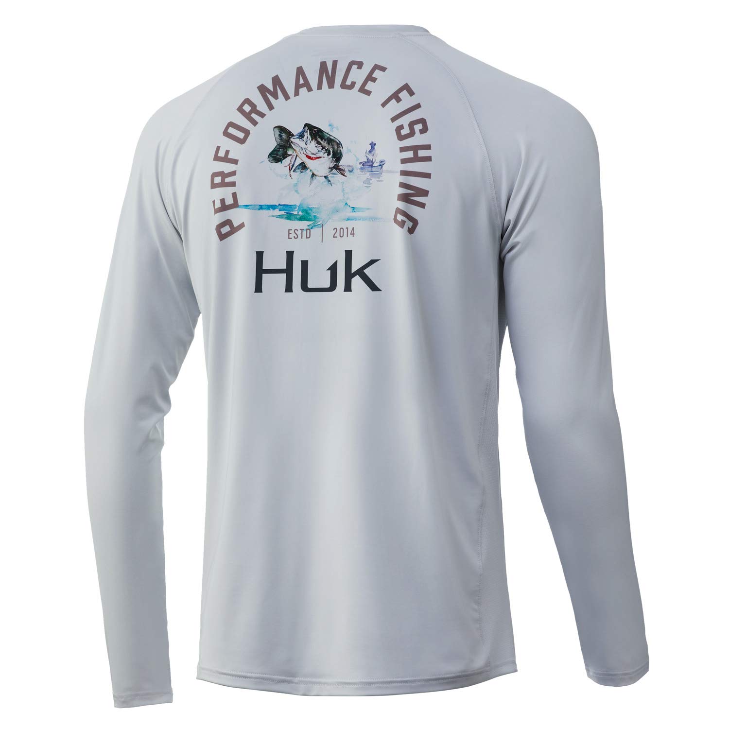 HUK Men's Pursuit Long Sleeve Sun Protecting Fishing Shirt, Bass-Glacier, Large