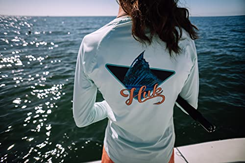 HUK Women's Pursuit Long Sleeve Performance Shirt + Sun Protection, Dorsal-Seafoam, X-Large