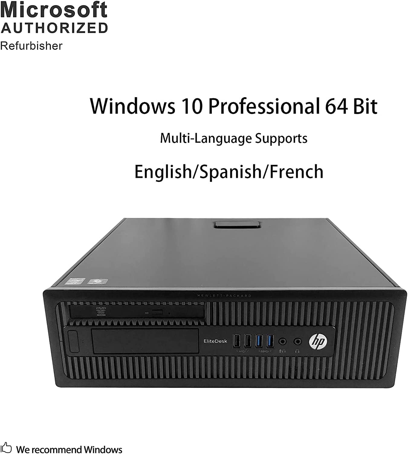 HP EliteDesk 800 G1 SFF Business Desktop Computer PC, Intel Core i5-4590 Upto 3.7GHz, 16GB RAM, 500GB HDD, 256GB SSD, DVD, WiFi, DVD, TF200, High Performance, Windows 10 Professional (Renewed)