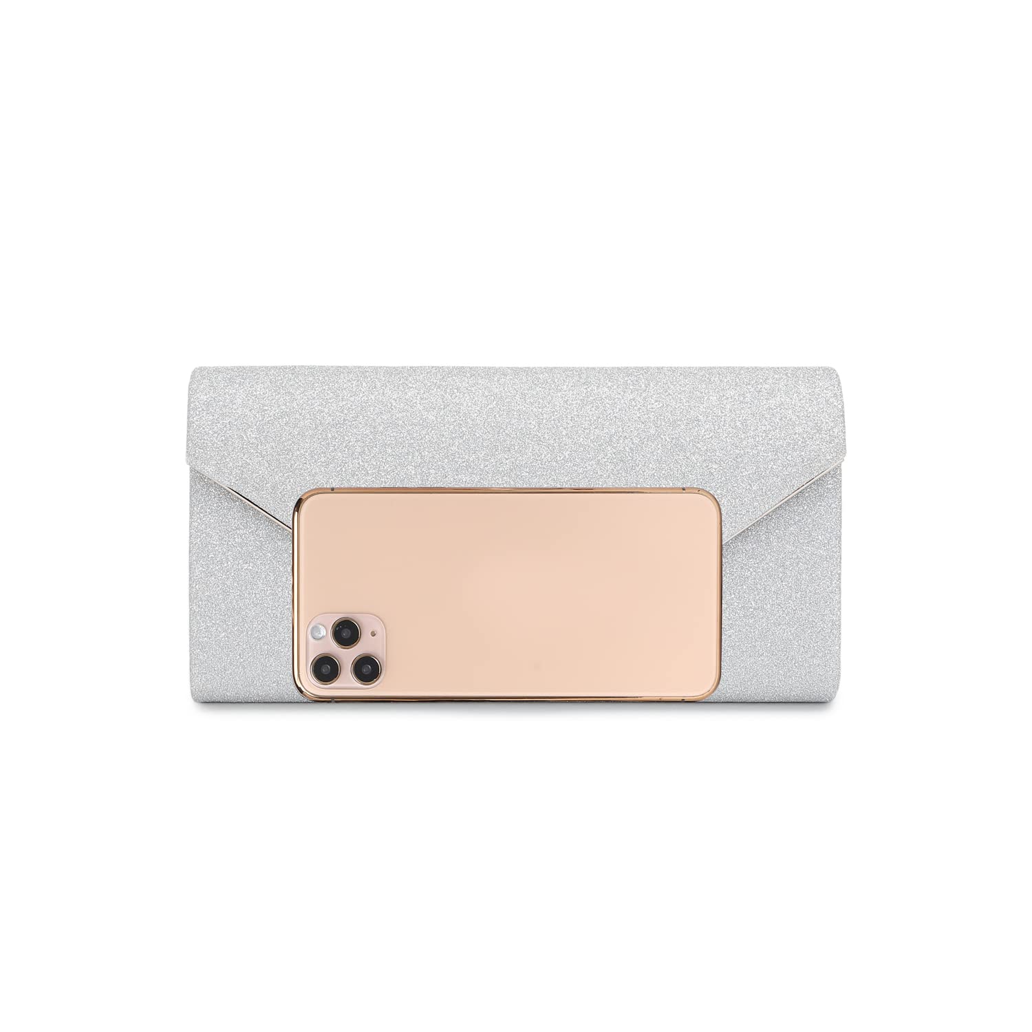 Leanoria Bling Envelope Evening Clutch Purses Sparkling Shoulder Crossbody Chain Bag for Party Wedding Prom (Silver)