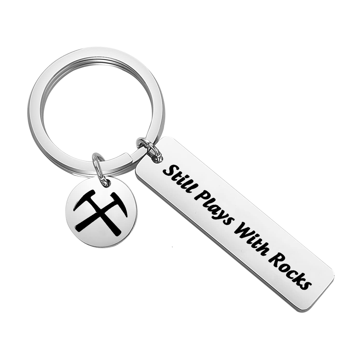 HOLLP Geology Jewelry Retirement Gift Still Plays with Rocks Keychain for Geologist (Still Plays With Rocks)