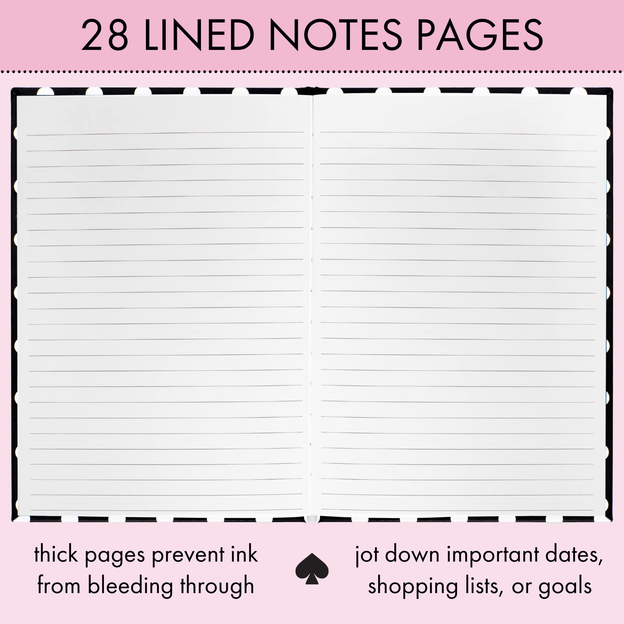 Kate Spade New York Undated Daily Planner, Large Journal Planner, To Do List Notebook, Black/Gold Hardcover Personal Organizer, Polka Dots