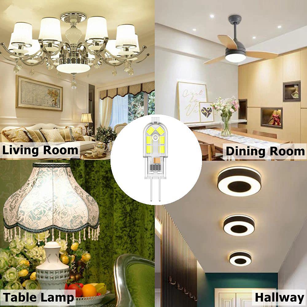 IERKOU G4 LED Bulbs, 2W Equivalent 20W G4 Halogen Lamps, White 6500K, No Flickering, AC/DC 12V G4 Bi Pin Bulb