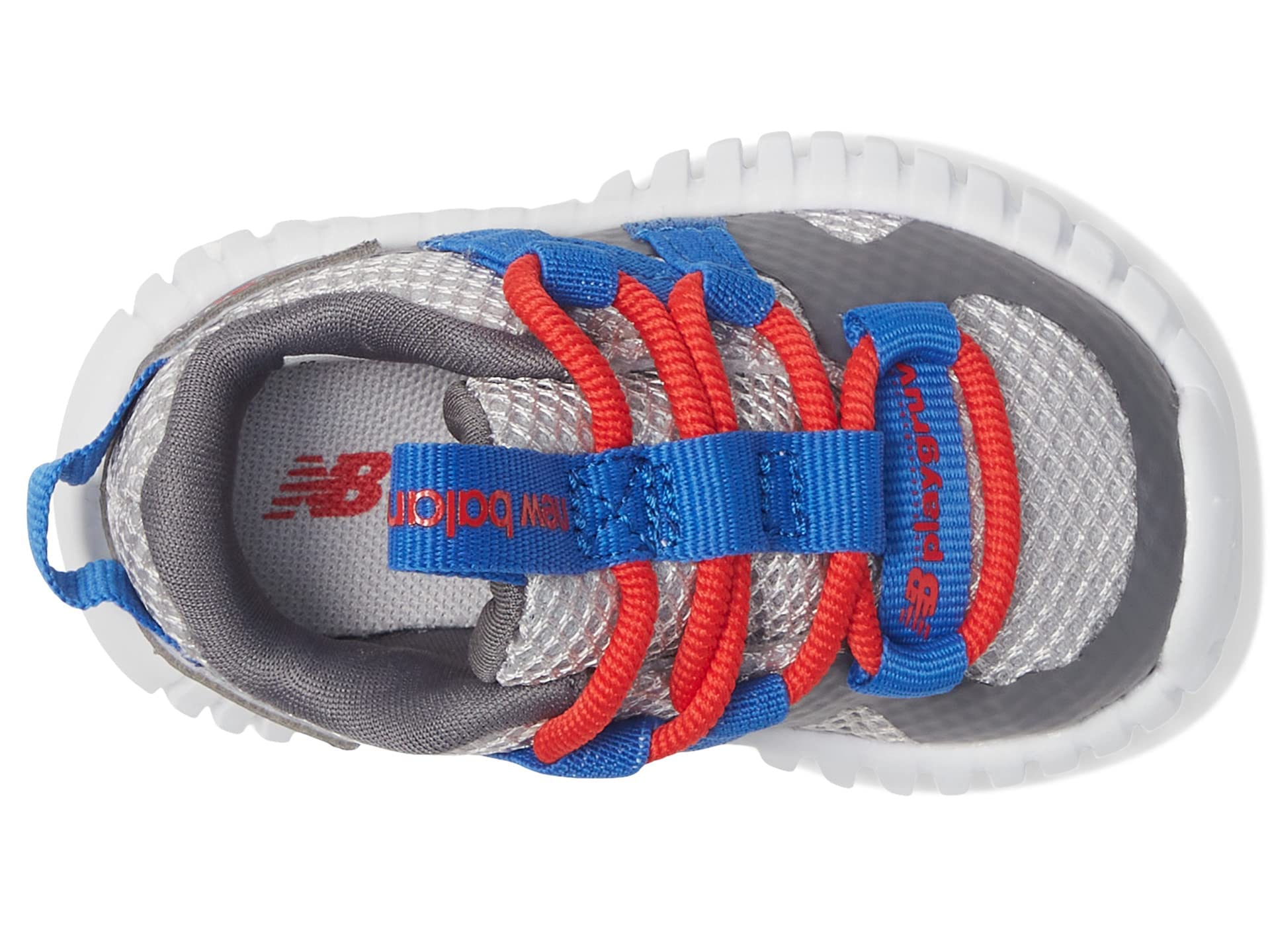 New Balance Baby Boys PLAYGRUV V2 Bungee Sneaker, Grey/True Red, 4 Wide Infant