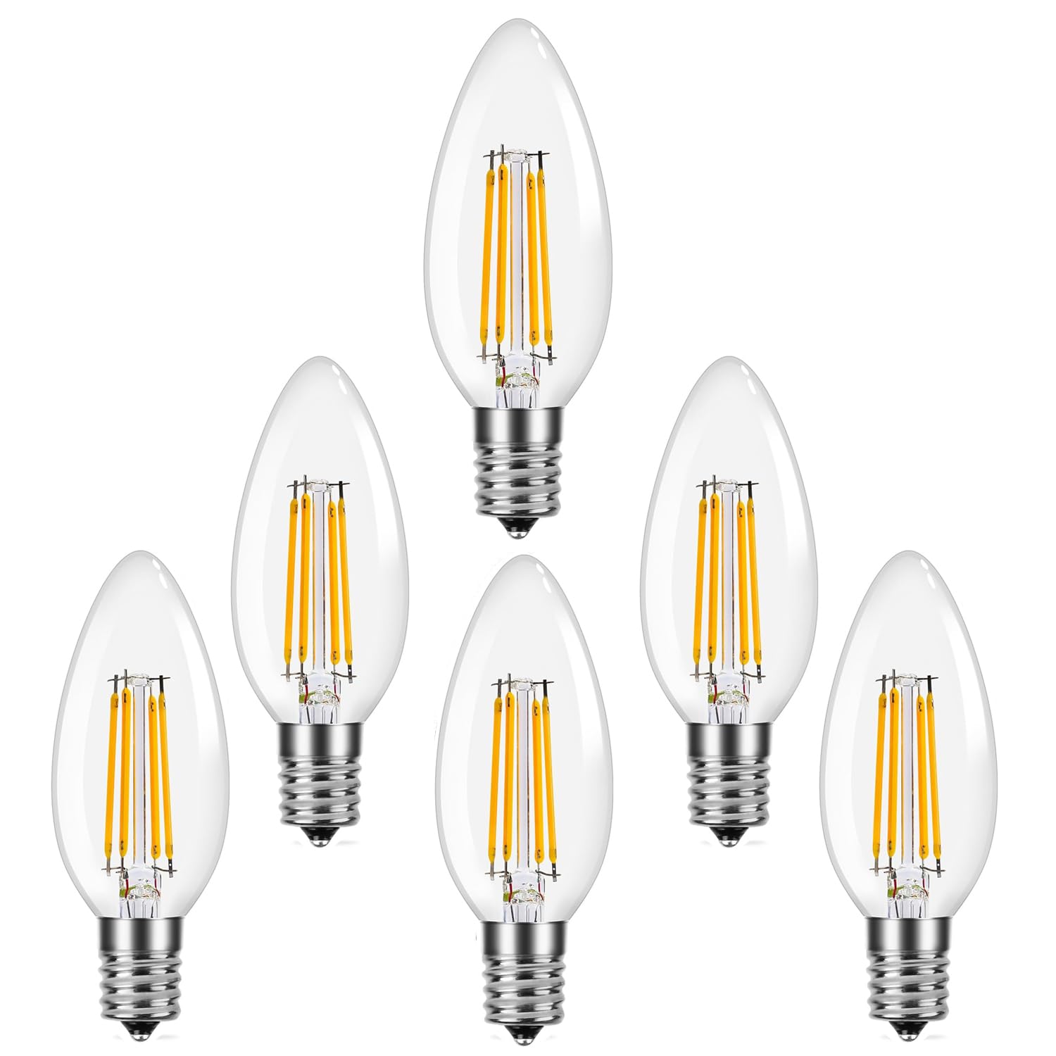 ST40 E17 Intermediate Base LED Bulbs, 600LM 2700K, Dimmable Ceiling Fan Light Bulbs,6W E17 Screw Base Replacement Clear Glass Light Bulbs for Outdoor Patio ST40 String Lights 6pack (Warm White)