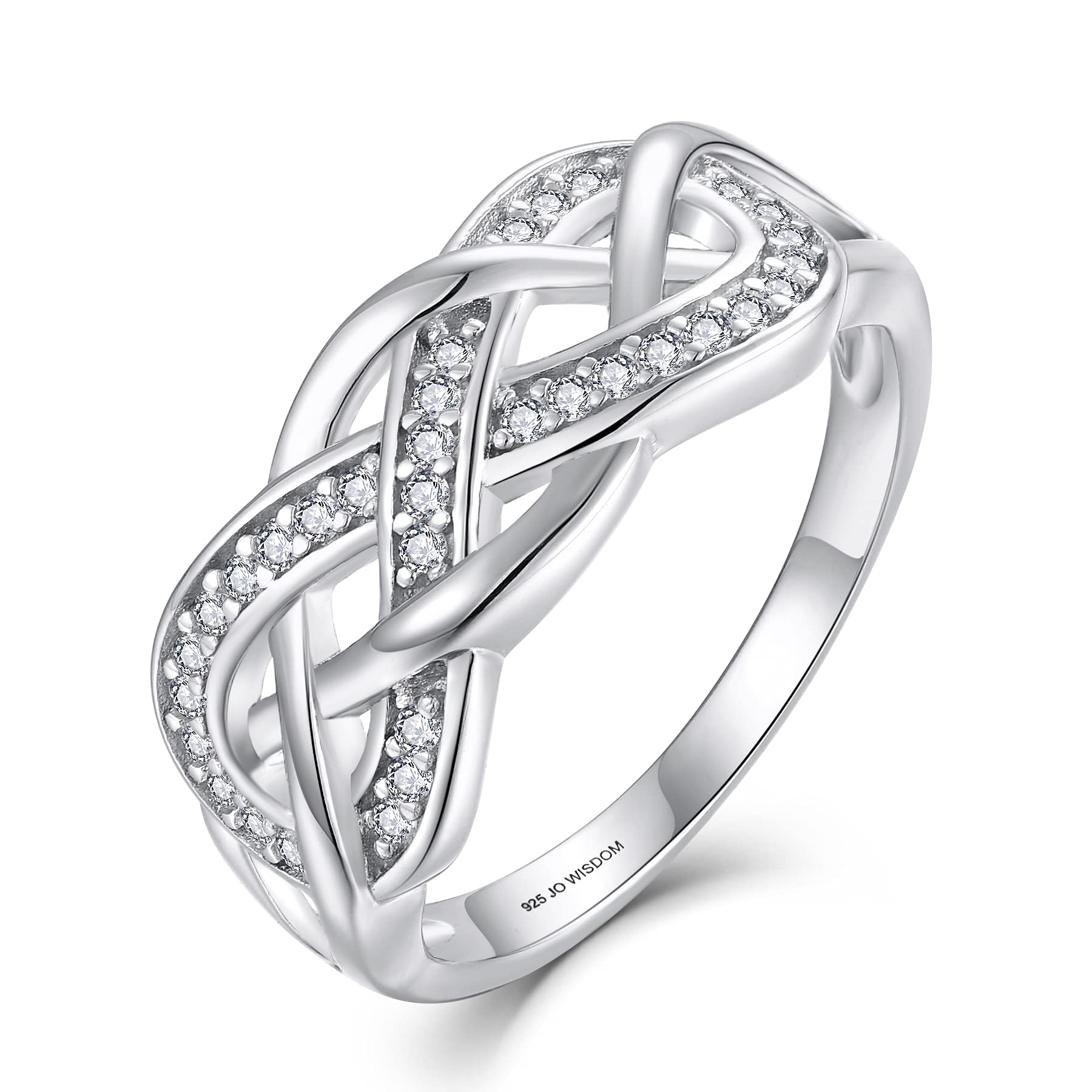 JO WISDOM Infinity Promise Ring for Her for Women Sterling Silver Cubic Zirconia Wedding Engagement Bands Ring size9