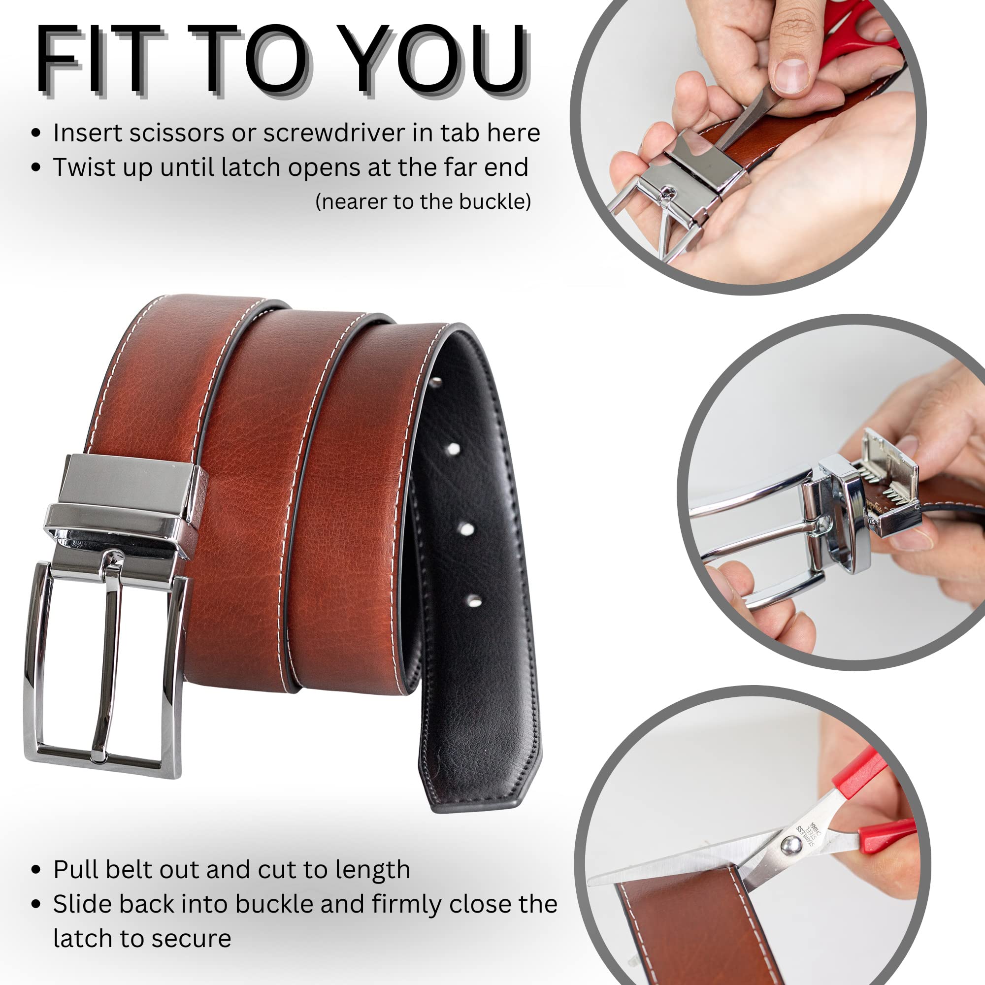 Lumaldi Men's Hand-made Reversible Black and Brown Leather Designer Belt