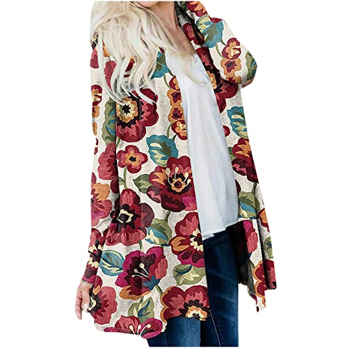 JJHAEVDY Print Cardigan for Women Open Front Long Sleeve Fall Costumes Jackets 2022 Kimono Tassel Loose Cover up