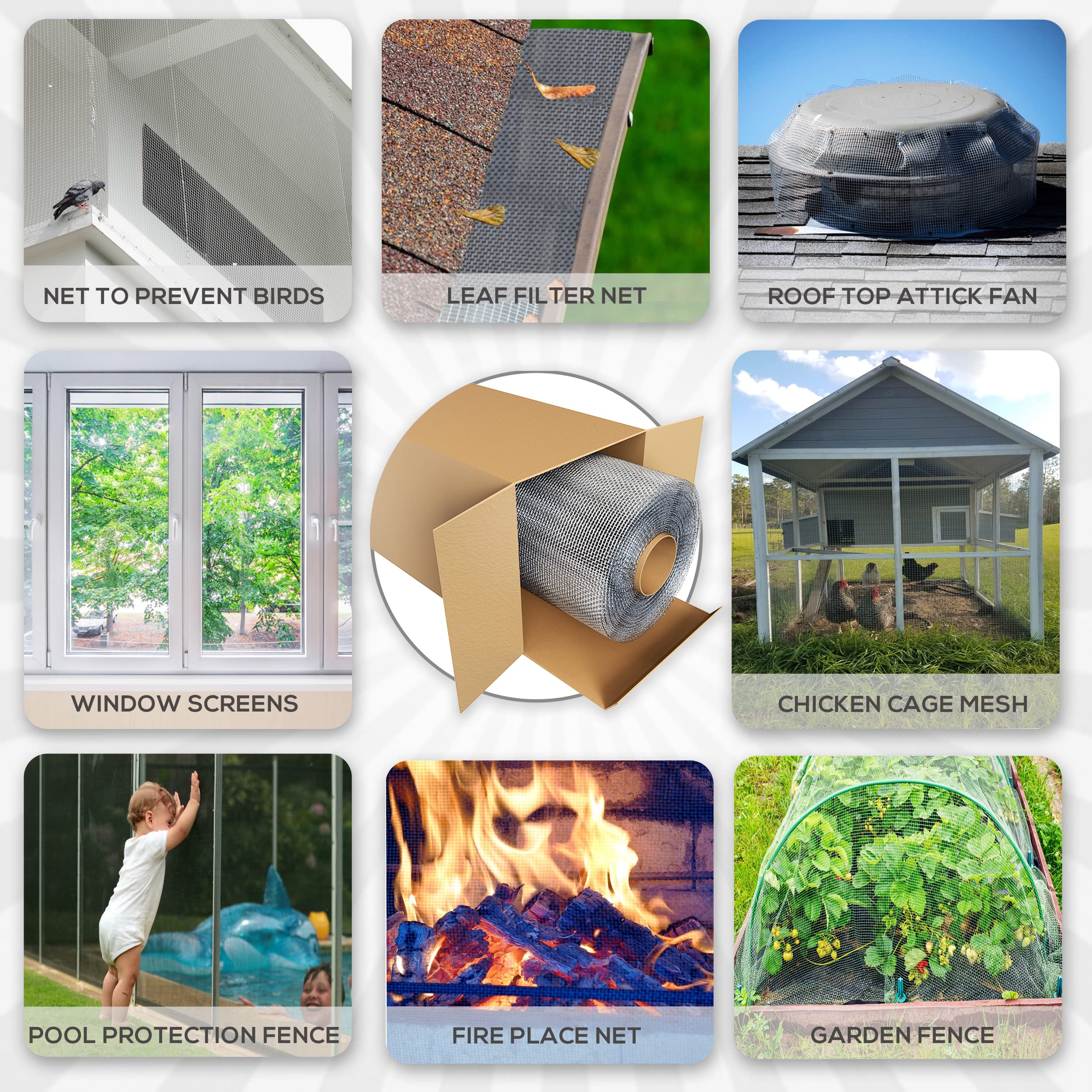 HOMLARK Wire Mesh Screen (50"x120")-Durable Stainless-Steel Mesh Screen -Easy to Cut & Install -Ideal for Windows, Effective Barrier Against Bugs,Mice & Birds (1, 50x120 Inches (Plain Weave, 30 Mesh))