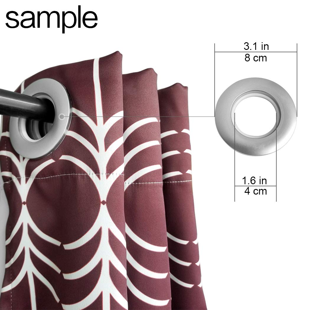 HommomH 42x 63 inch Curtains (2 Panel) Grommet Top Darkening Blackout Room Red Grey Leaves Flowers Fog