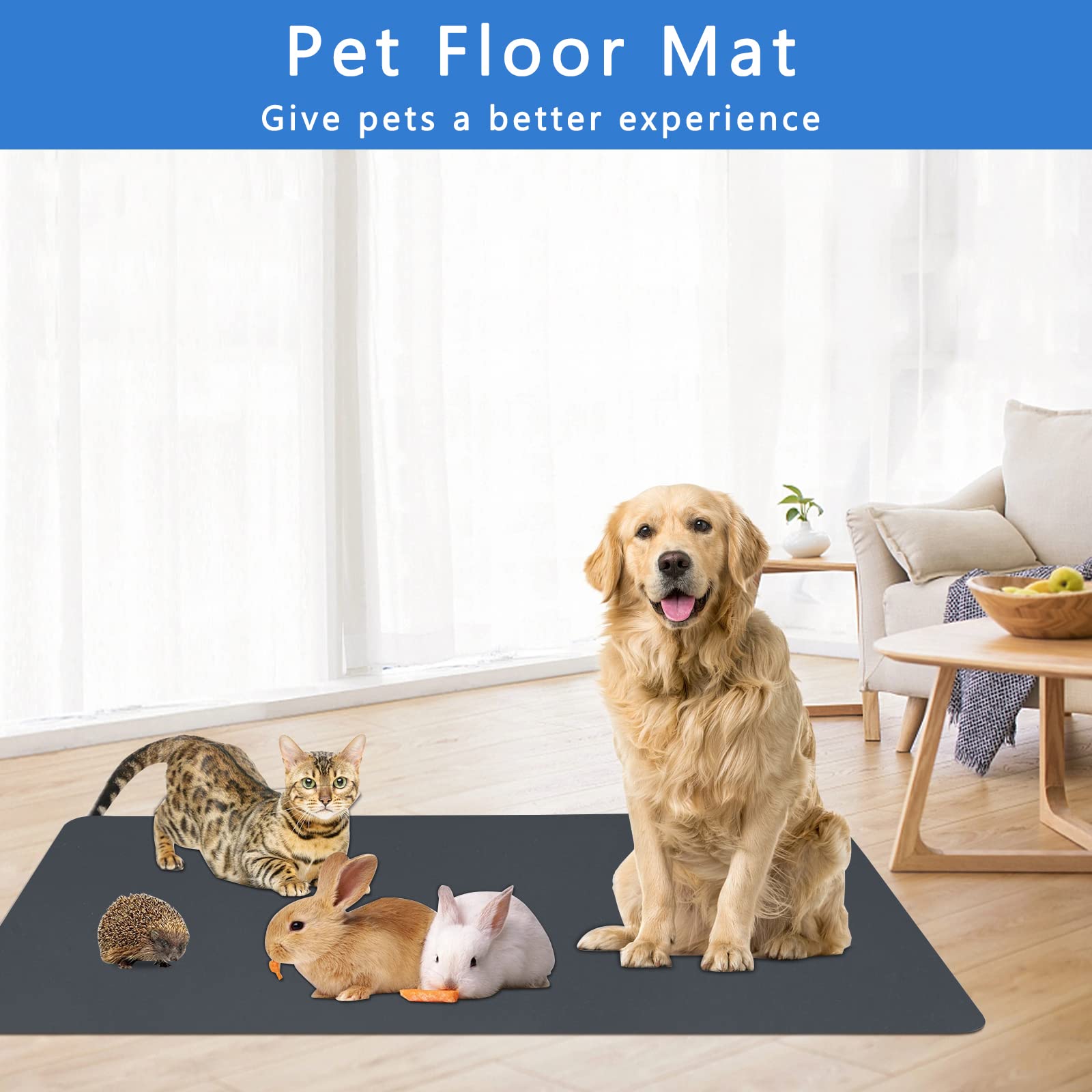 Large Silicone Mats for Kitchen Counter 0.05" Thick 46.8" Long X 23.6" Wide Gray, Heat Resistant Protector Pad Multipurpose Mat for Cooktop Table, Pets Mats, Art Painting Mats, Placemat