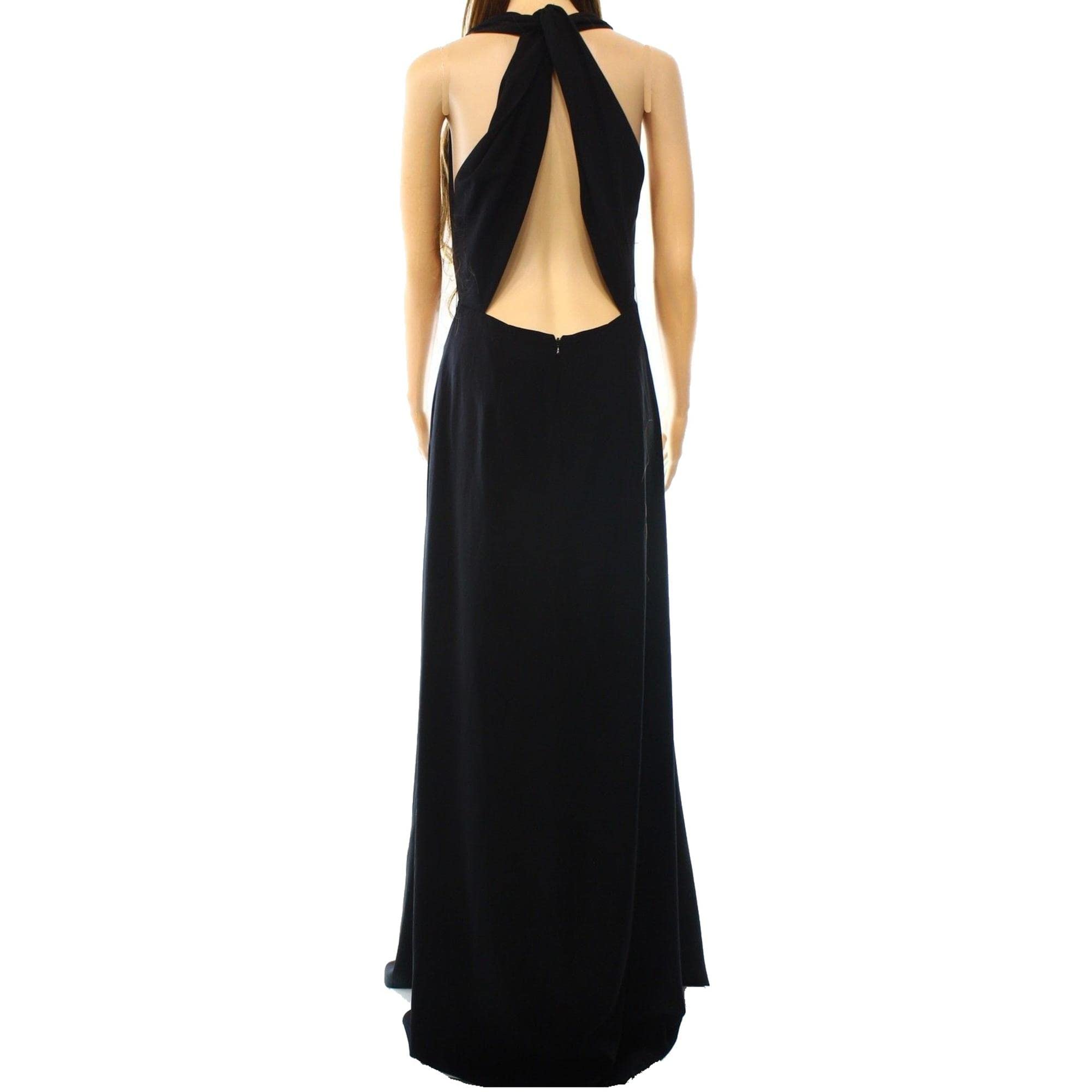 Jill Jill Stuart Women’s Sleeveless Deep V Belted Crepe Gown Black 10