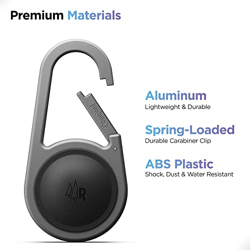 RANGLAND Carabiner AirTag Holder with Keychain - Ultra Durable Shockproof/Waterproof Case with Spring-Loaded Clip (Designed for Apple AirTag) (Aluminum)