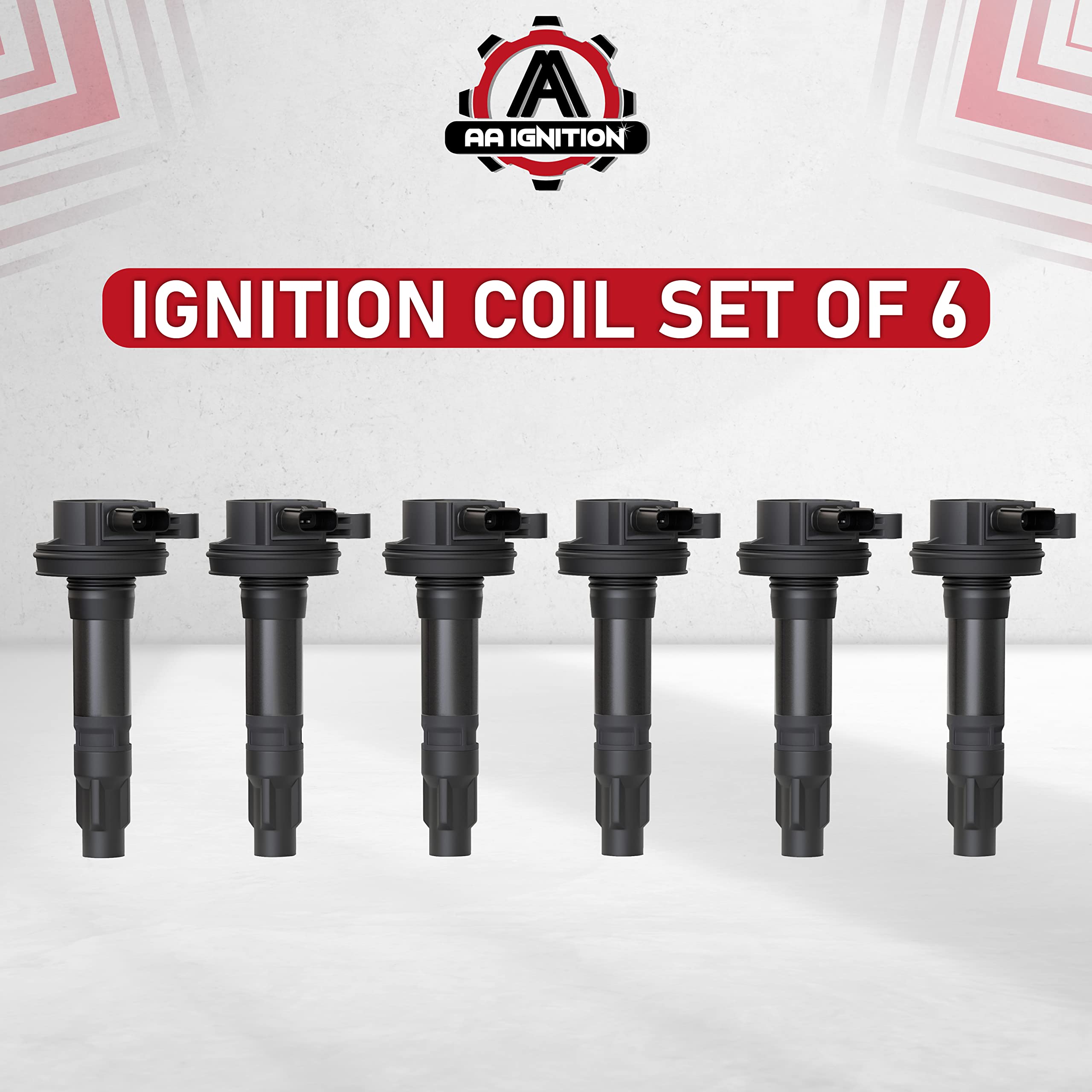 Ignition Coil Pack Set of 6 - Compatible with Ford, Mercury, Mazda & Lincoln Vehicles - 3.5L, 3.7L V6 Edge, F150, Explorer, Mustang, Taurus X, MKZ - Replaces 7T4E-12A375-EE, DG520, 7T4Z12029E, DG-520