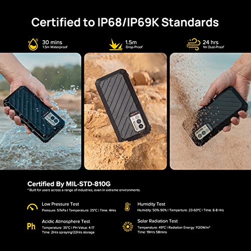 Ulefone Rugged Smartphones, Power Armor X11 Pro 8150mAh Battery, 8GB+64GB Android 12 Octa-core Rugged Phone, 16MP Rear Camera 5.45-inch Screen, Dual SIM 4G, IP68 Waterproof Unlocked Cell Phone