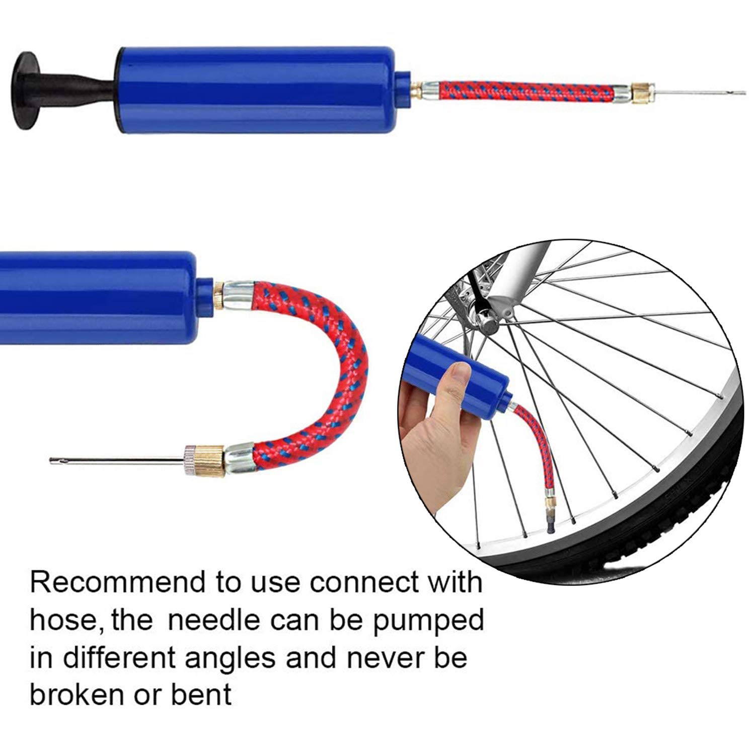 Katesid Portable Air Pump Inflation Kits Nozzle Needle Adapter for Balloons Car Bikes Tire Sports Ball