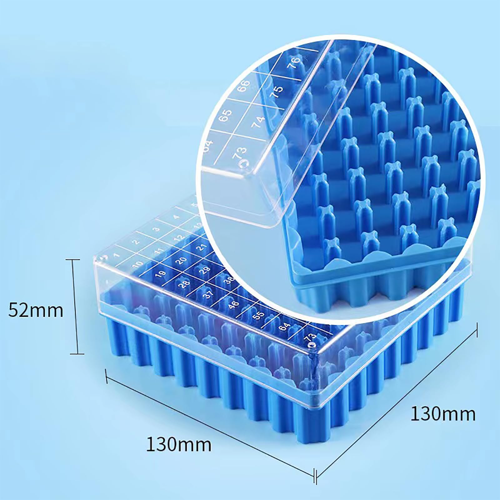 Scienfocus lab Cryogenic Storage Box - PC Cryogenic Boxes,Blue/81-Well,for 0.5, 1.5 and 2.0mL Cryotubes (Pack of 1)