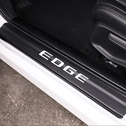JEYODA Carbon Fiber Vinyl Sticker Car Door Sill Protector Scuff Plate Door Entry Guard For Ford EDGE Car Accessories(white)