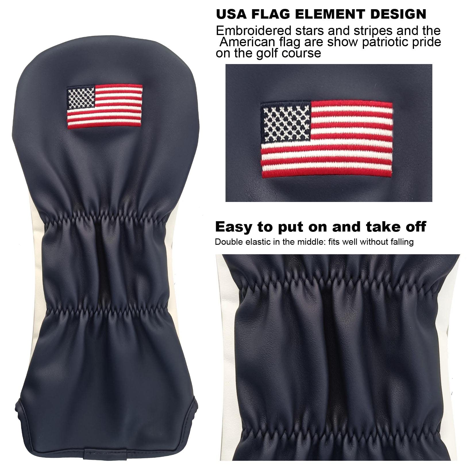 LAISUNTIM Golf Club Head Cover - USA Flag Golf Headcovers for Driver