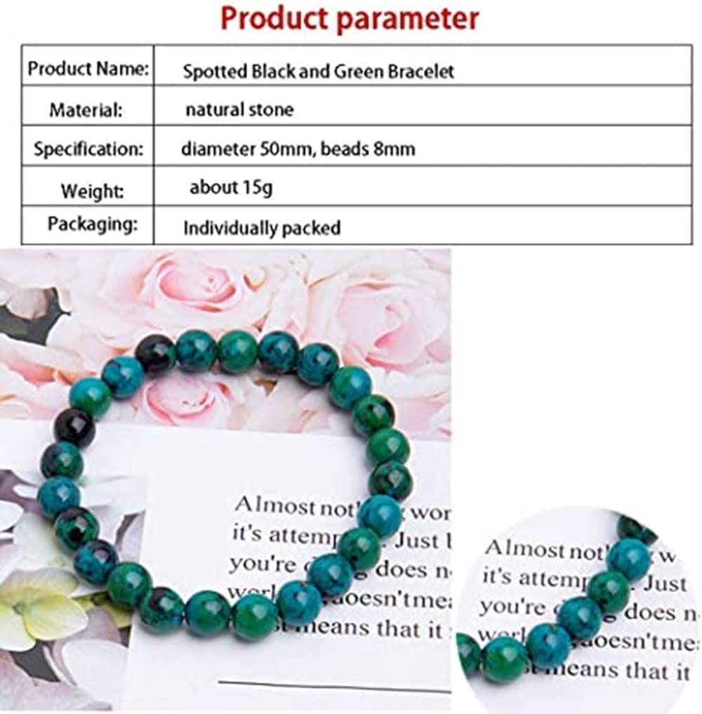 LELEBEAR Ocolla Bracelet, Diabetes Relief Chrysocolla Bracelet, 8mm Round Natural Chrysocolla Gemstone Beads Bracelet (3pcs)