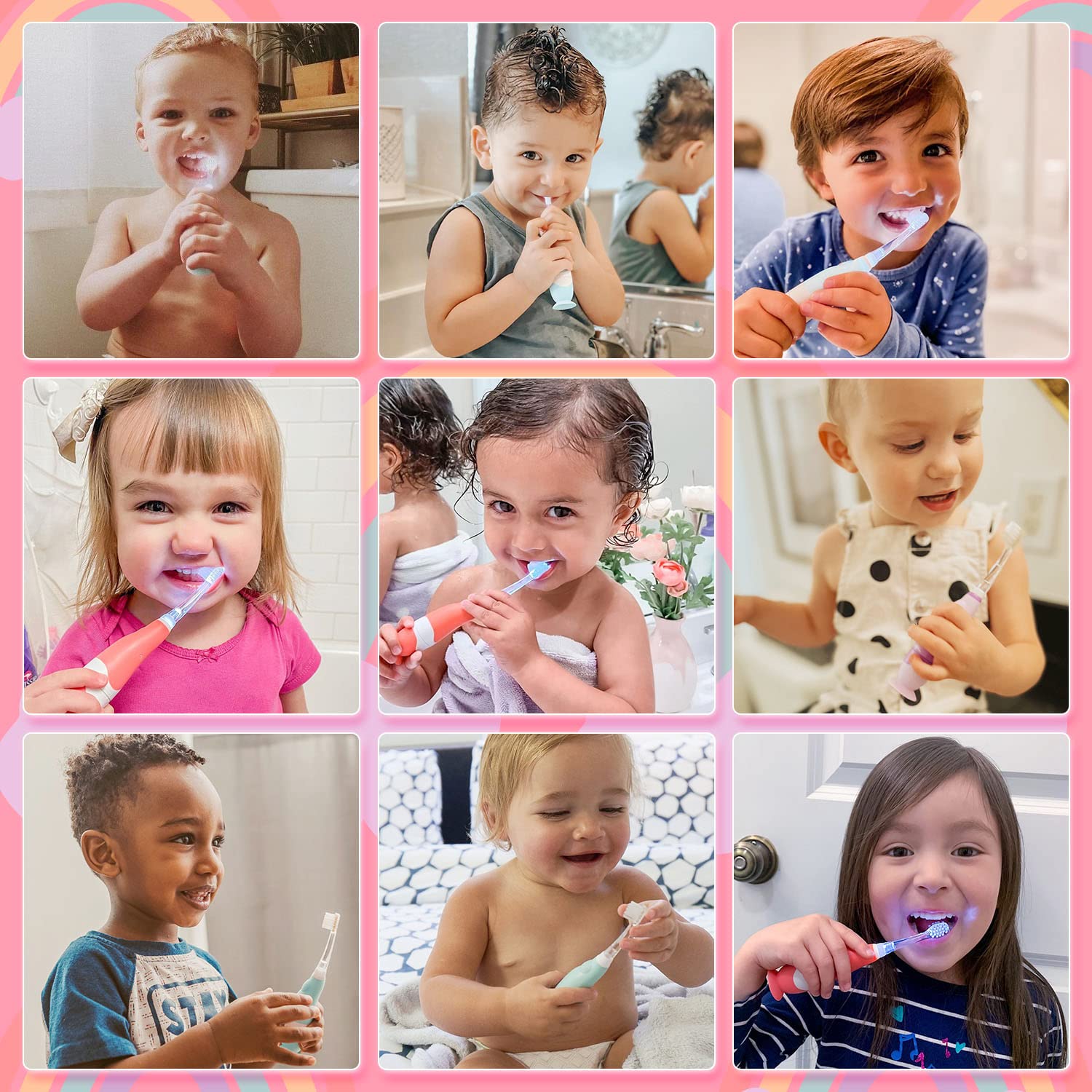 Papablic Toddler Sonic Electric Toothbrush with Covers for Babies and Toddlers Ages 1-3 Years, Doris Bundle with Arya