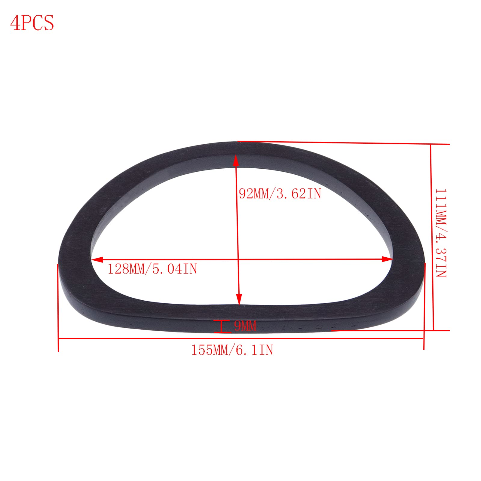 Mewutal 4PCS Black Wooden Oval Leather Bag Handle D-Shaped Bag Handles for Woven Bag Purse Cloth Bag