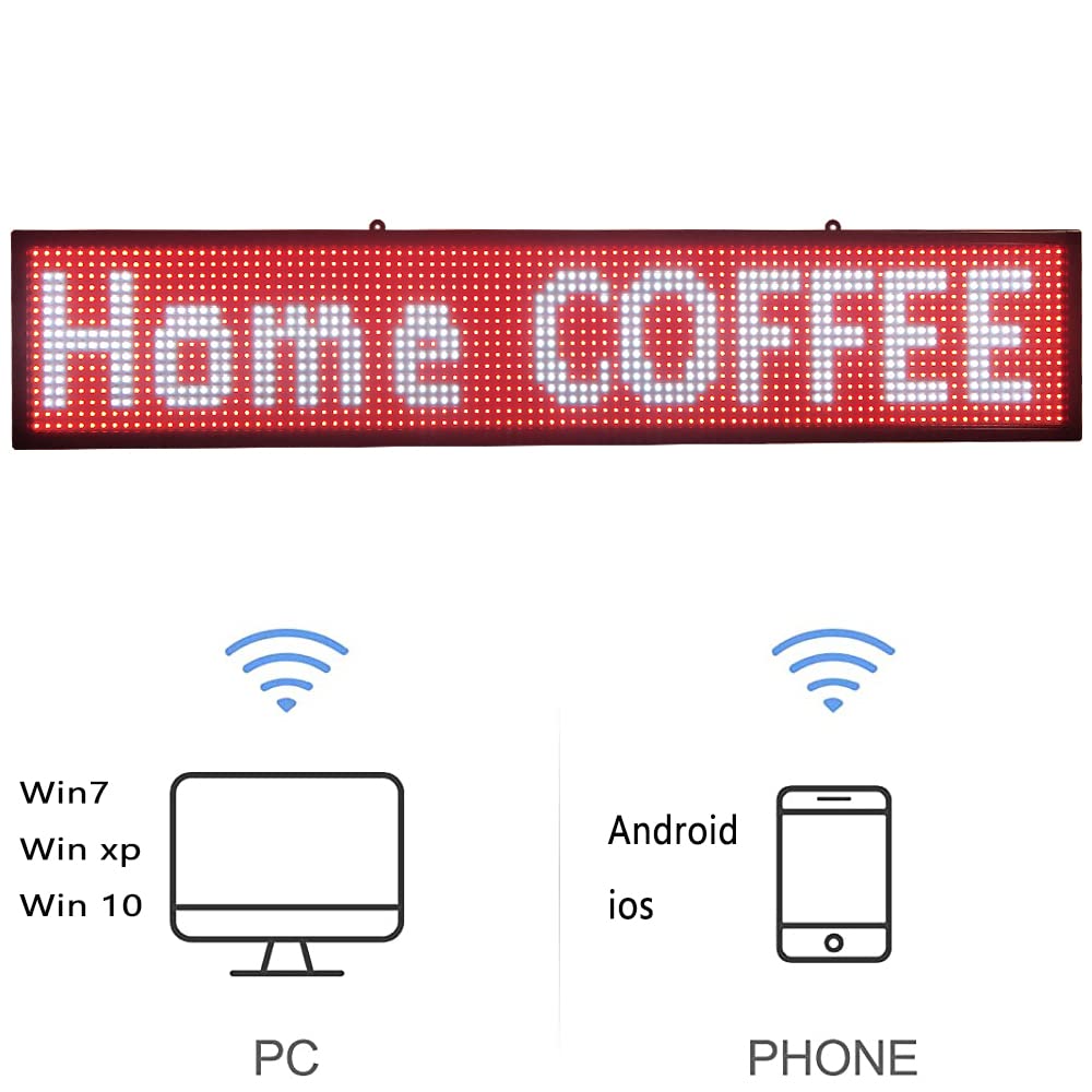 P10 LED Display with WiFi, RGB Full Color Sign with High Resolution and New SMD Technology. Perfect Solution for Advertising (40" x 8")