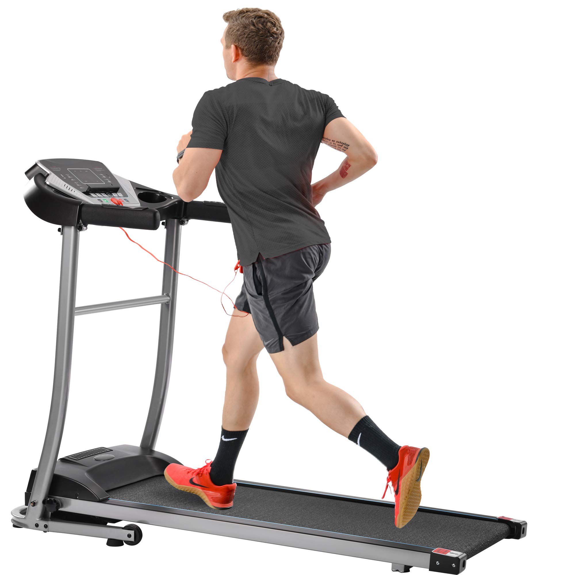 Home Folding Treadmill Running Machine,JULYFOX 1.5HP Motorized Electric Treadmill Walking Jogging Home Exercise Machine W/Safety Key Heart Rate Monitor Cup Holder Quiet-Silver