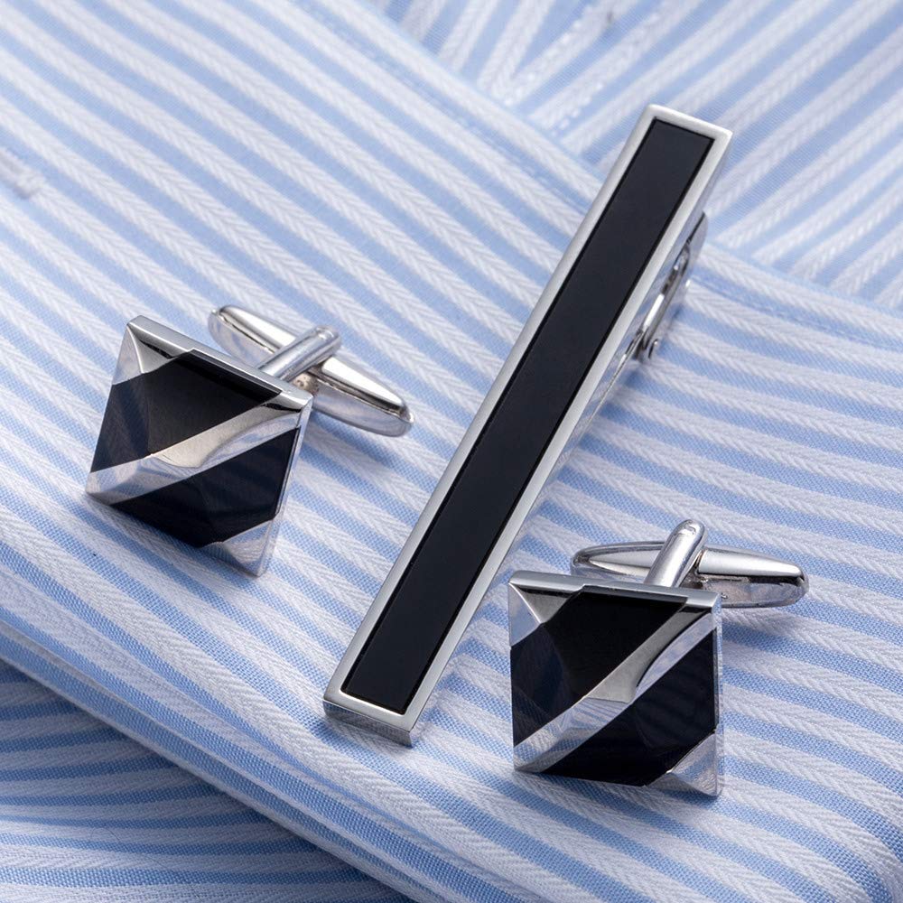 Men's Cufflinks Exquisite 3-Piece Cuff Neck Clips Fashion Suit Clothing Tie Clips