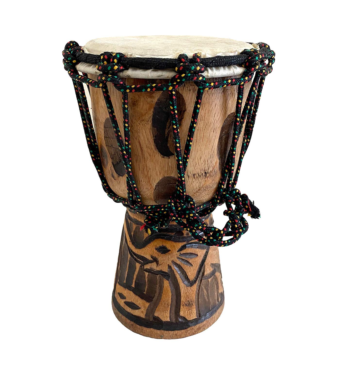 JIVE Djembe Drum African Bongo Congo Swimming Dolphin Hand Drum Deep Carved Goat Skin Mahogany Wood - Small Size 7.5" High - NOT MADE IN CHINA