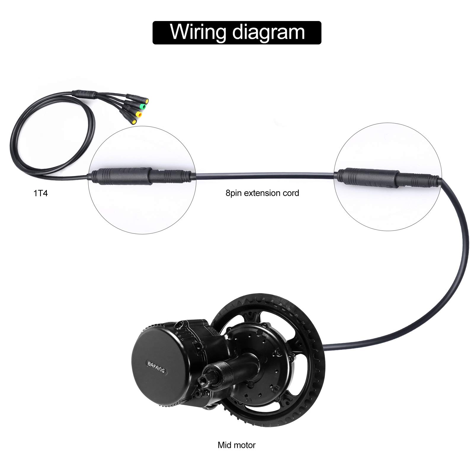 Greenergia Ebike 1T4 Harness Extension Cable 8 Pin Plug Connector for BBS/BBSHD Motor Conversion Kit (8pin extnesion (60cm))