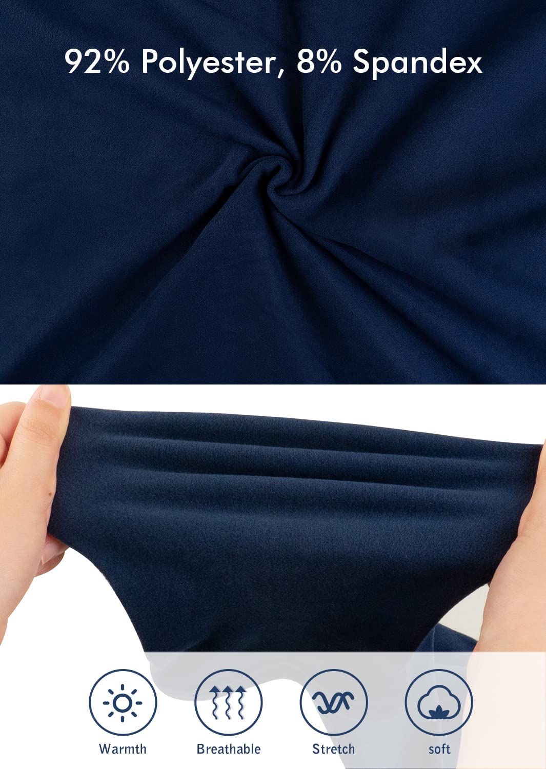 Nhicdns Men's Mock Turtleneck Long Sleeve Fleece Pullover Stretch Slim Fit Thermal Underwear Tops,Blue L