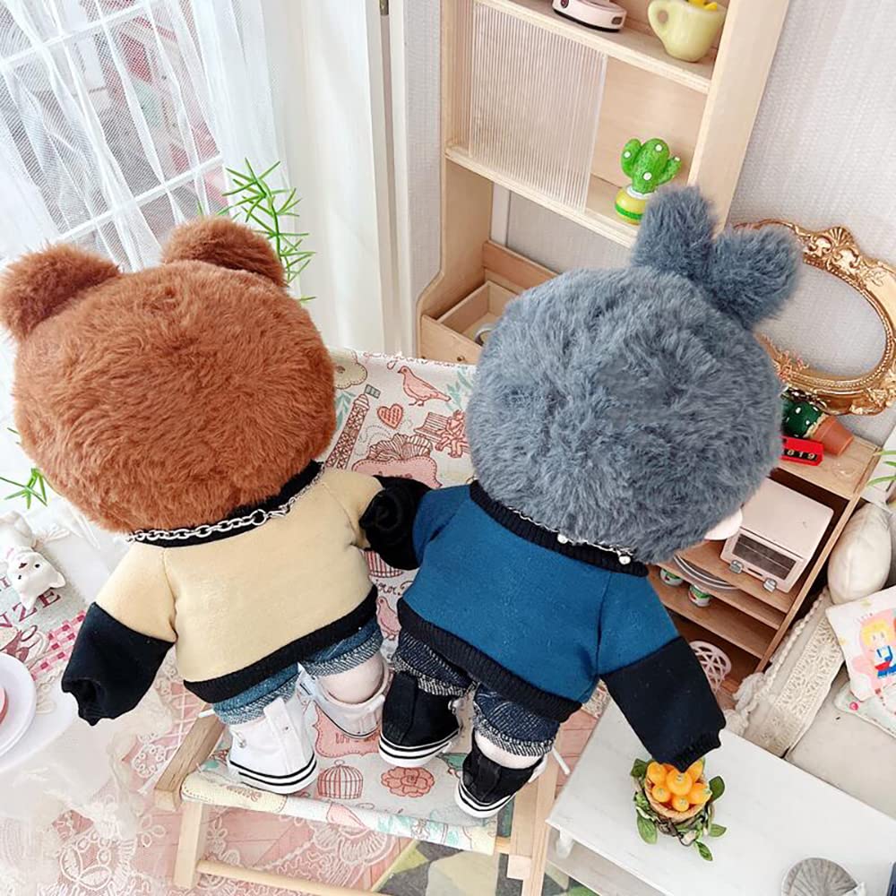 niannyyhouse 20cm Plush Doll Clothes Loose Long Sleeve Sweatshirt Accessories Kpop Doll Dressup (Brown)