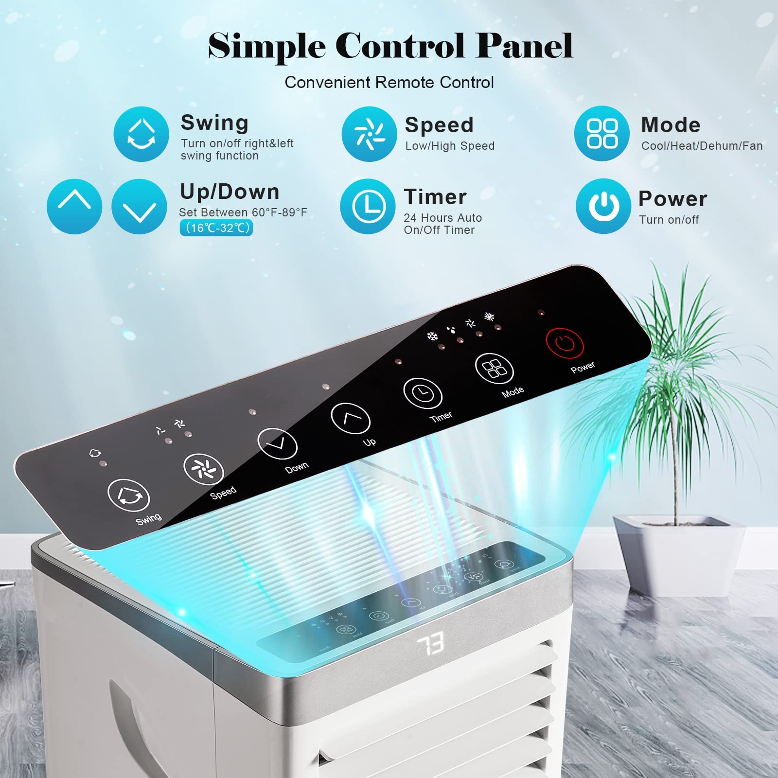 oneinmil 4-IN-1 10000BTU Portable Air Conditioner and Heater, Built-in Dehumidifier & Fan Modes with Remote Control, Includes Window Mount Kit, AC Unit For Room, Office, Dorm, Bedroom