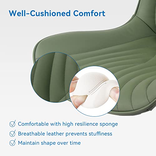 YOUNIKE Office Chair, ErgonomicĀ Desk Chair with Wheels, Armless Home Office Computer Task Chairs, Modern Faux Leather Padded Vanity Chair, Adjustable Swivel Rocking Chair with Back, Dark Green