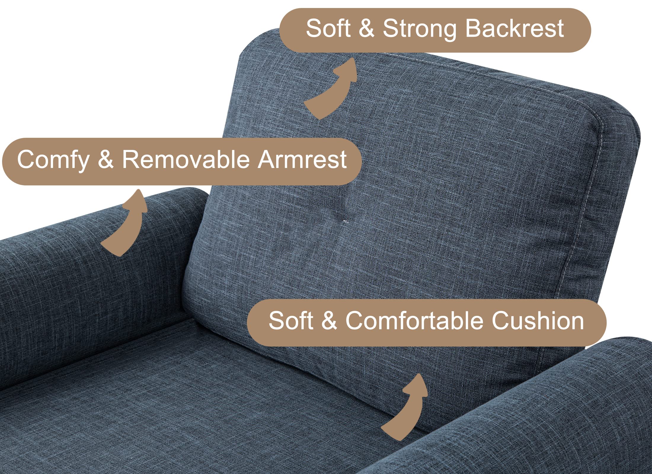 HOMERILLA Extra Deep Seat Sectional Couches for Living Room with Storage Modular Sofa with Ottoman Breathable Linen 6-Seats U Shaped Couch Blue