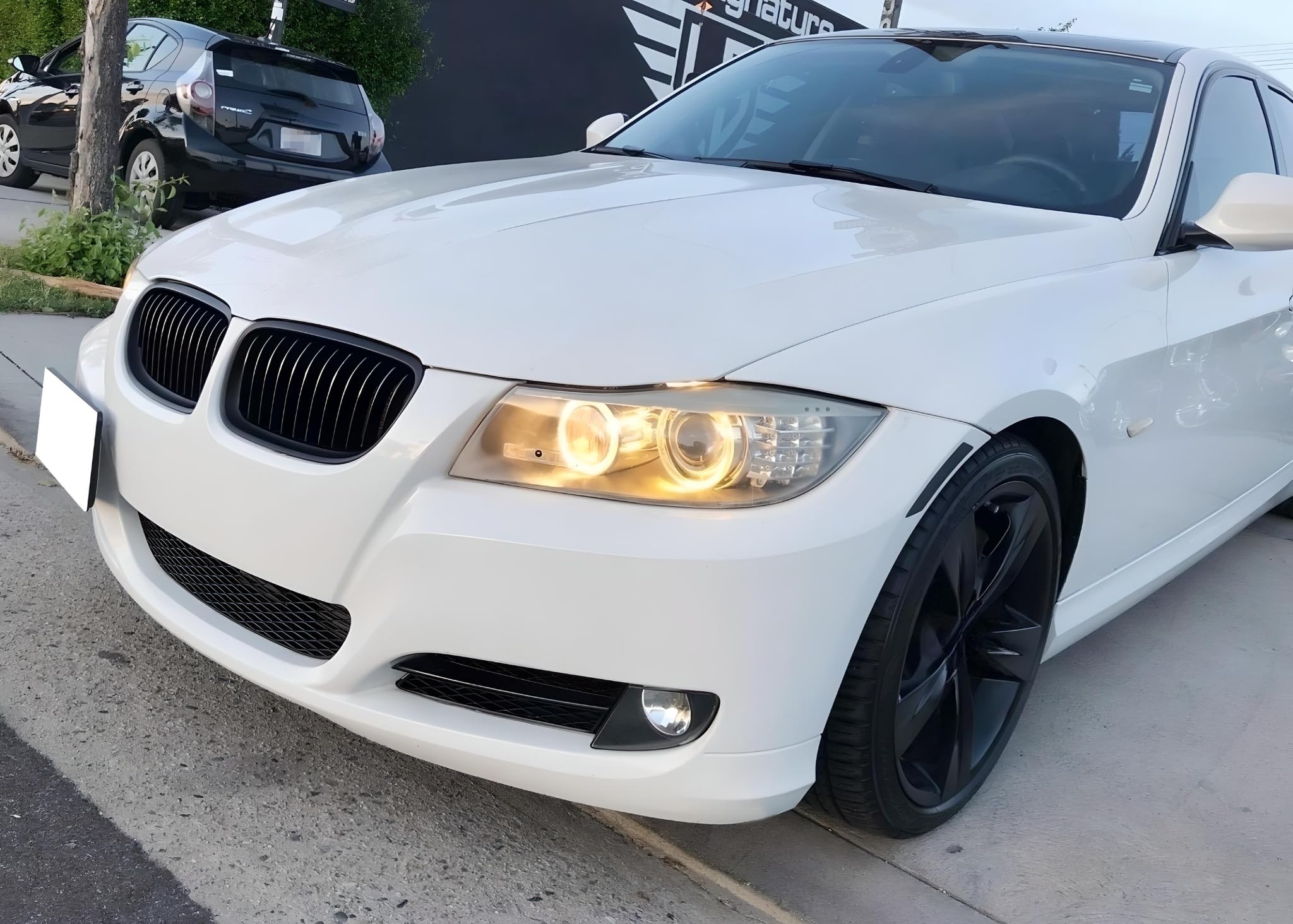 iJDMTOY Euro Dark Smoked Lens Front Bumper Side Markers Compatible With 2009-2012 BMW E90/E91 3 Series LCI Models, Replace OEM Amber Yellow Reflector Assy