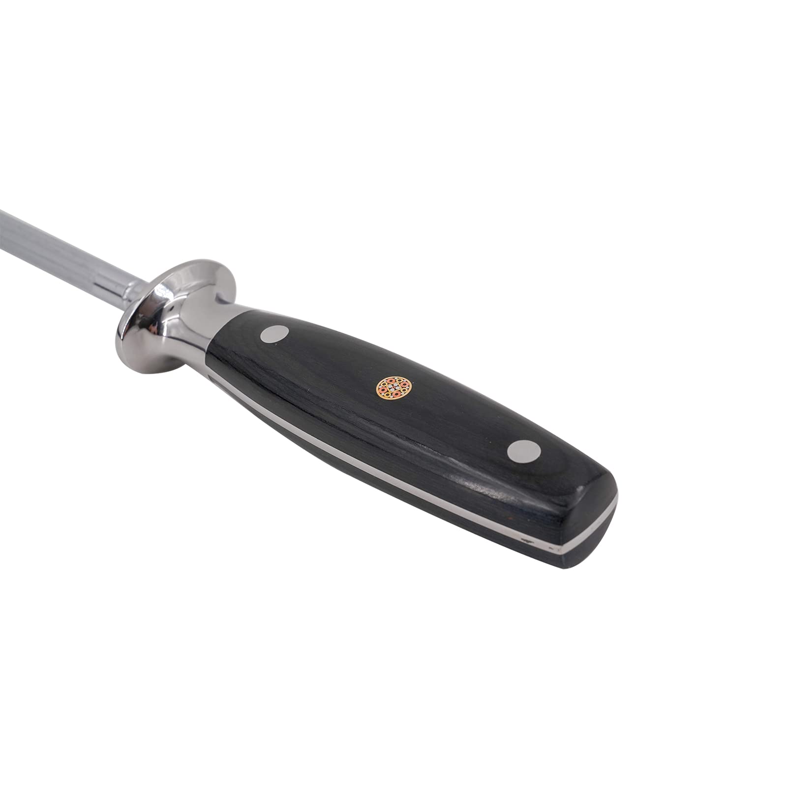 Ketuo Professional Chef Knife Damascus Carbon Steel with Laser Pattern Blade and Black Pakka Wood (Sharpener Rods)