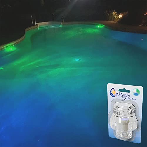 Magic Lite-A- Pool | New and Improved | Jet with LED Lights Provide Mood Pool Lighting w/o Batteries | Powered by Pool Jets | No Tools Req’d Simply Screw in & Replace Your Standard 1.5” Jet Return