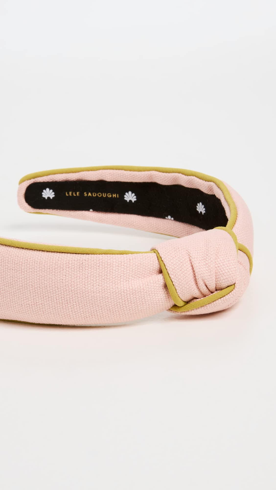 Lele Sadoughi Women's Piping Trim Slim Knotted Headband, Soft Coral, Pink, One Size