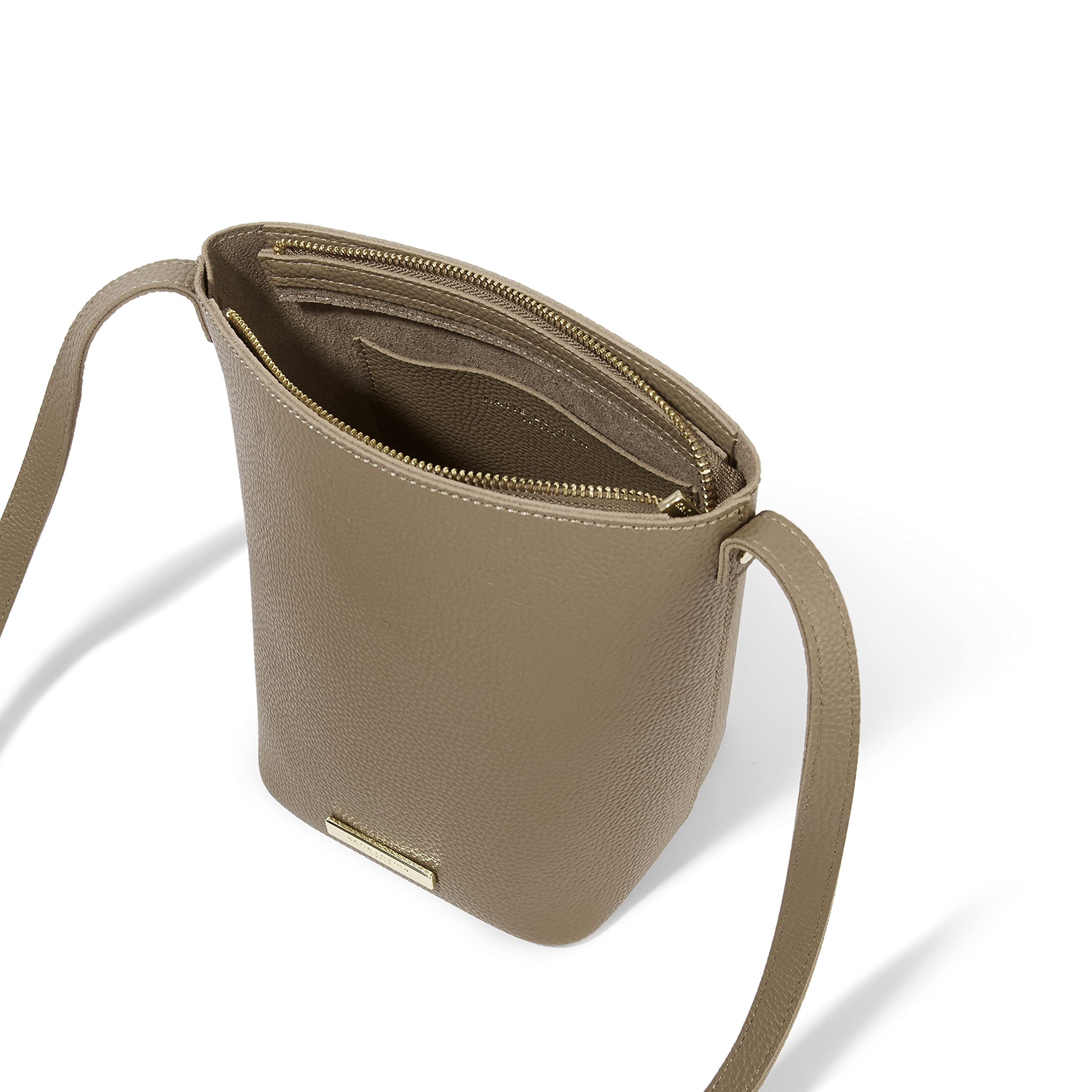 KATIE LOXTON Laura Womens Soft Pebble Vegan Leather Adjustable Strap Crossbody Satchel Purse Taupe