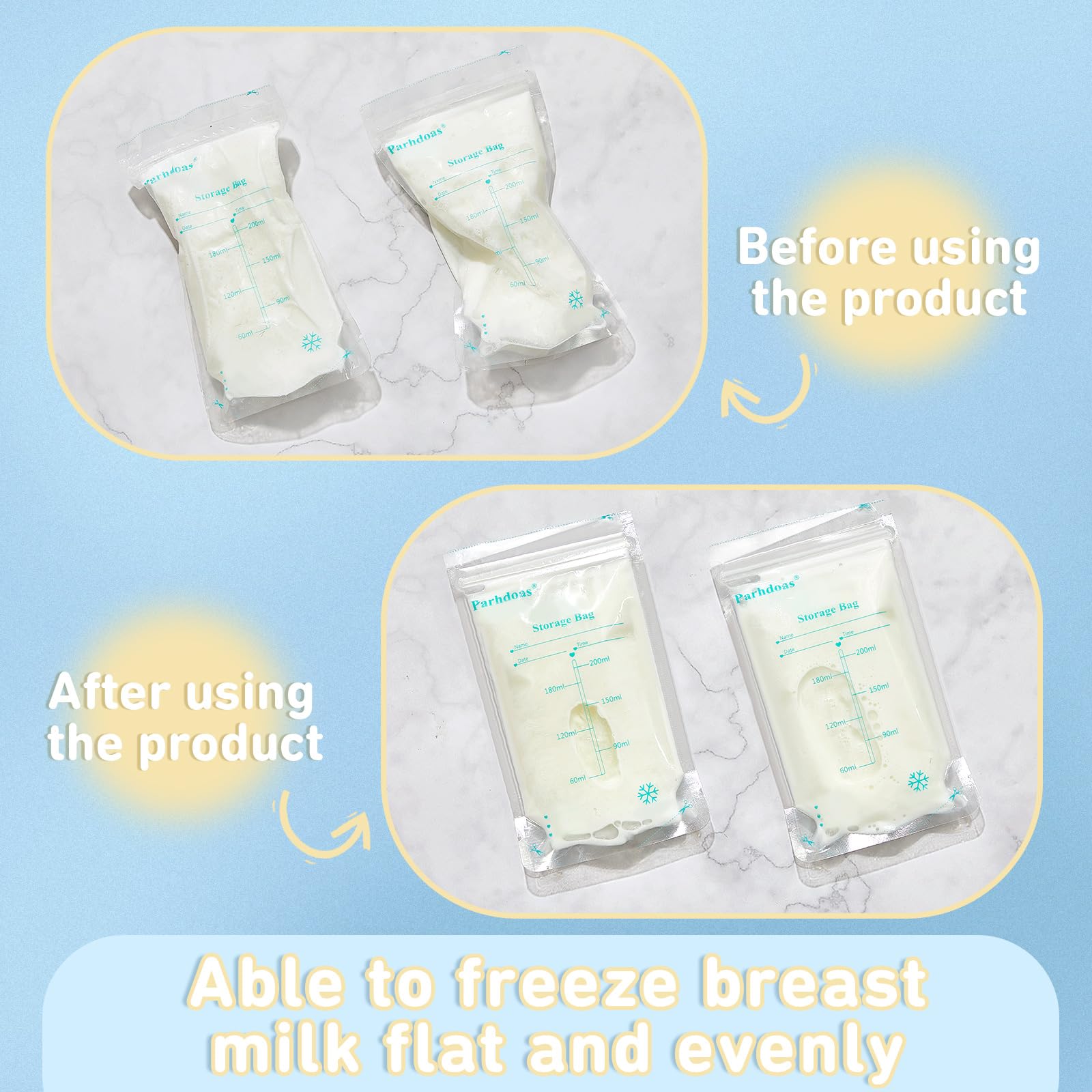 Hushee 12 Pcs Clear Flat Breast Milk Freezer Storage Organizer Space Saving Breastmilk Storage Breastmilk Freezer Tray Breastfeeding Bag Organization, 7.87 x 4.72 x 0.67 in