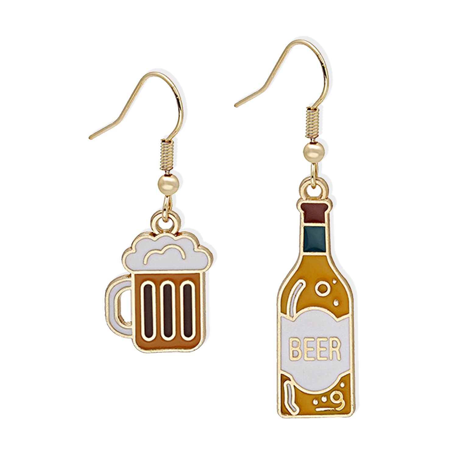 KaFu Cute Unique Beer Cup Bottle Dangle Drop Earrings Miniature Beer Earring Beer Drinker Gift For Her Beer Jewelry for Women Statement Jewelry (beer)