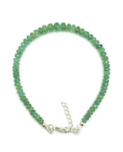 Genuine Colombian Emerald Bracelet, Colombian Emerald Stacking Bracelet, 92.5 sterling silver Plated, Delicate Fine Jewelry for Women Colombian Emerald Birthstone, Stacking, Code-JG15