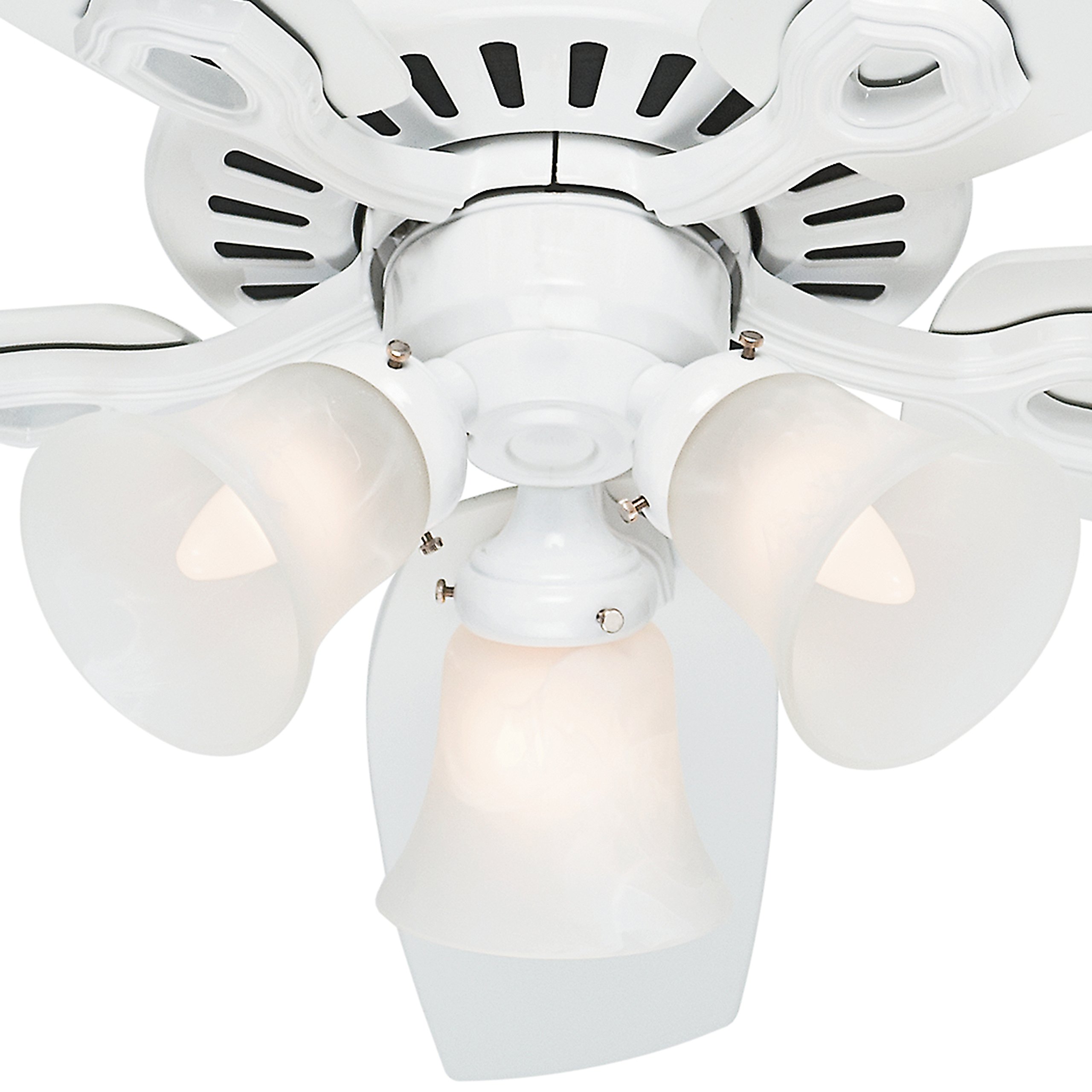 Hunter 52in Snow White Ceiling Fan - Three-Light Fitter with Swirled Marble Glass (Renewed)