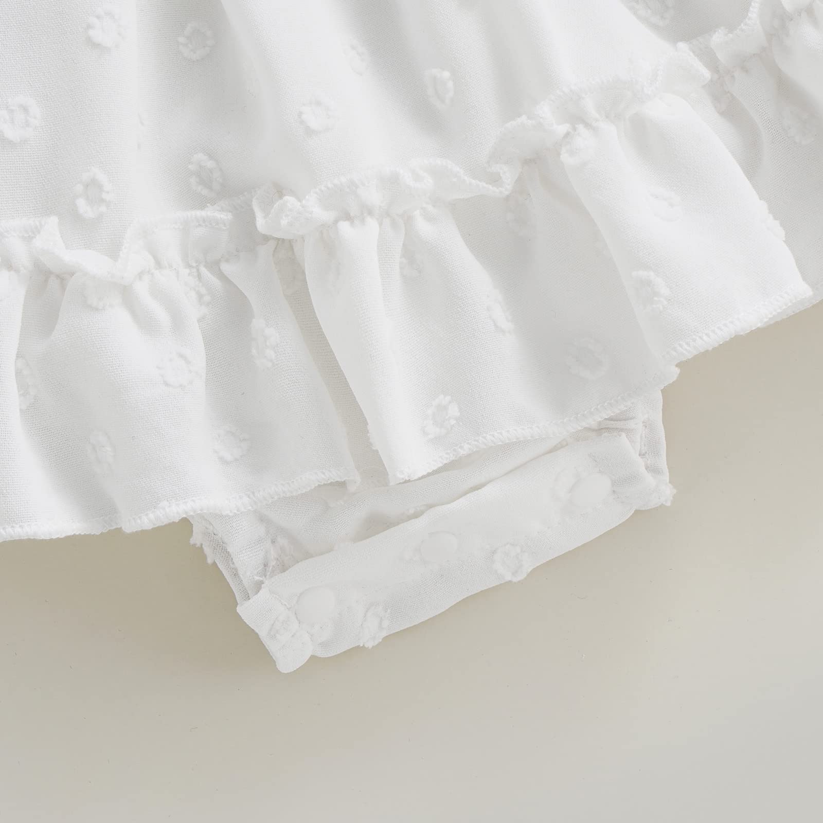 MERSARIPHY Infant Baby Girl Romper Dress Pleated Chiffon Summer Clothes Baby Romper with Headband (White, 0-6 Months)