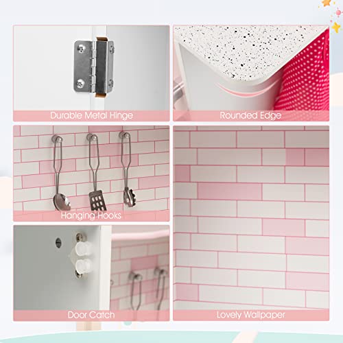 HONEY JOY Pink Corner Kids Kitchen Playset