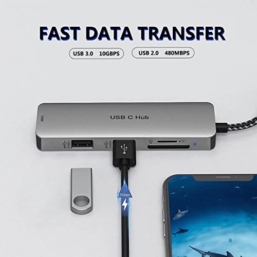 New USB C to HDMI Hub Adapter USB C Adapter Extends a Laptop’s USB-C into 5 Ports (1 USB 3. 0 Ports,1USB 2. 0 Ports,1 HDMI Port,1 SD Card Reader, 1 TF Card Reader (Grey)