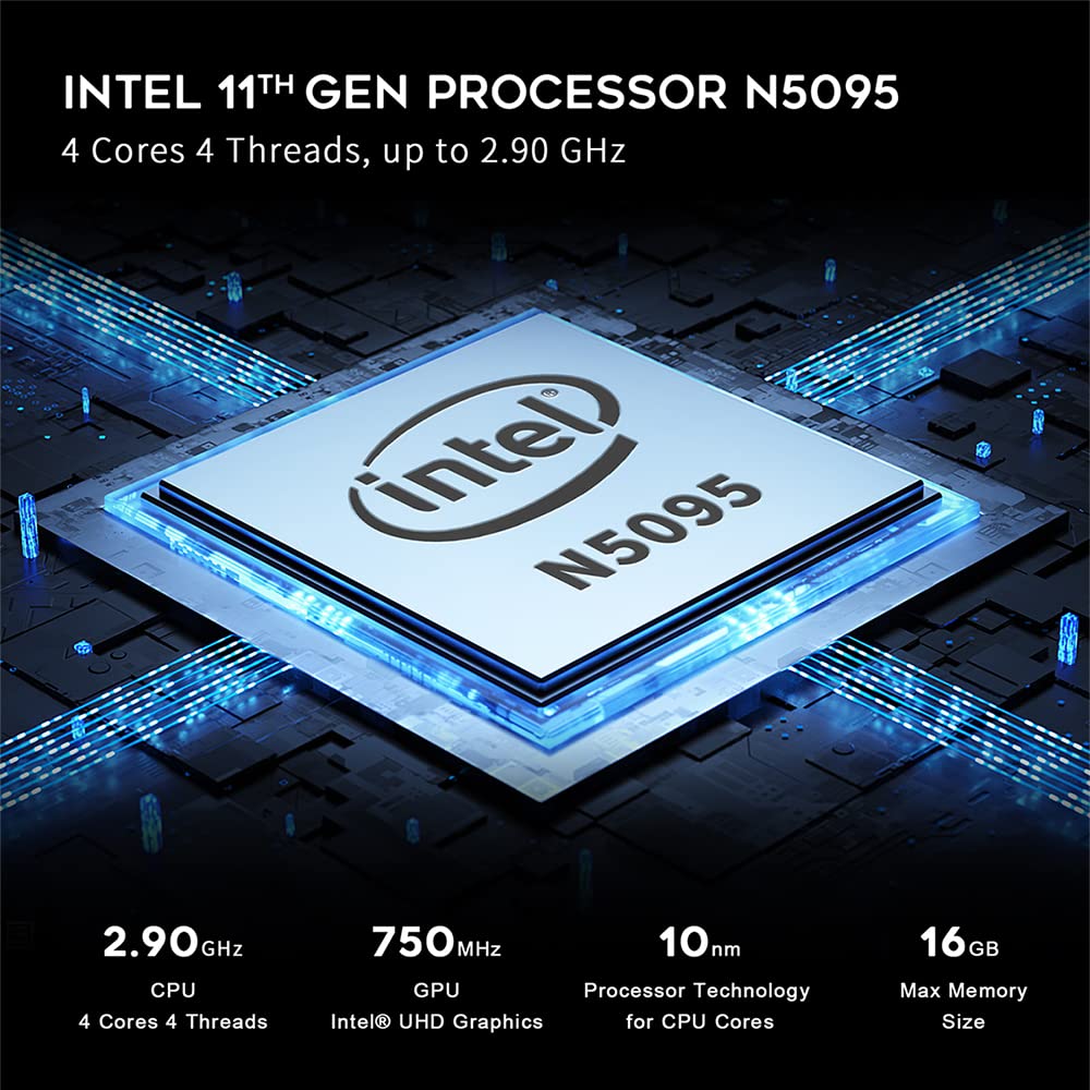 Newest 4 Cores 11th Gen Intel N5095 Beelink Mini-S Mini PC, 8GB RAM 128GB SSD Gigabit Ethernet, 2.4G/ 5.0G WiFi, BT4.0, Dual HDMI Business Mini Desktop Computer, HTPC, W-11 Pro