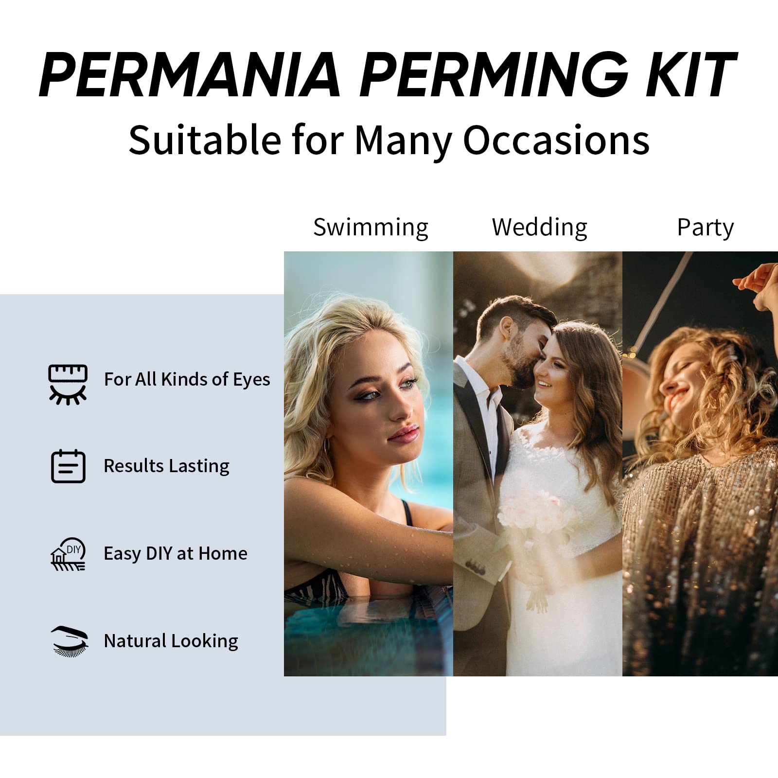 PERMANIA Lash Perm Kit, Lash Lift Sachet Kit with New Eyelash Lifting Glue Balm Smells Great Keeps Both Lashes and Brows in Place 8 Weeks Eyelash Curler and Brow Lamination